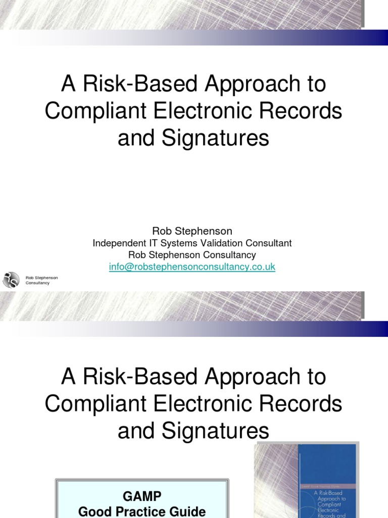 A Risk-Based Approach To Compliant Electronic Records | PDF | Risk ...