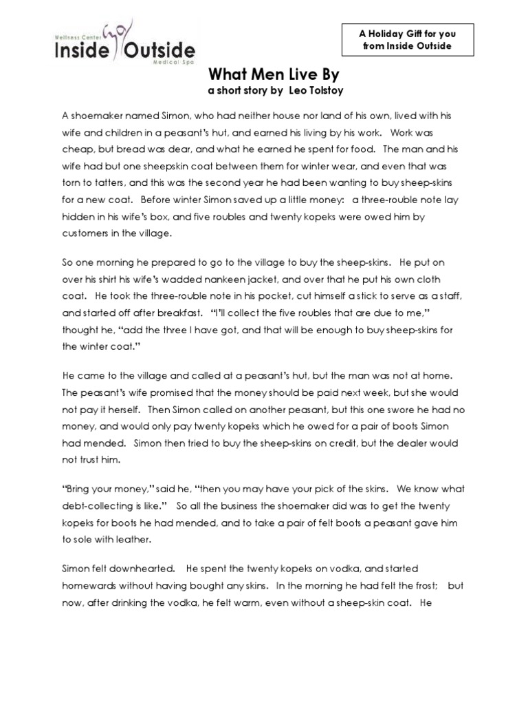 What Men Live by Leo Tolstoy Inside Outside PDF | PDF