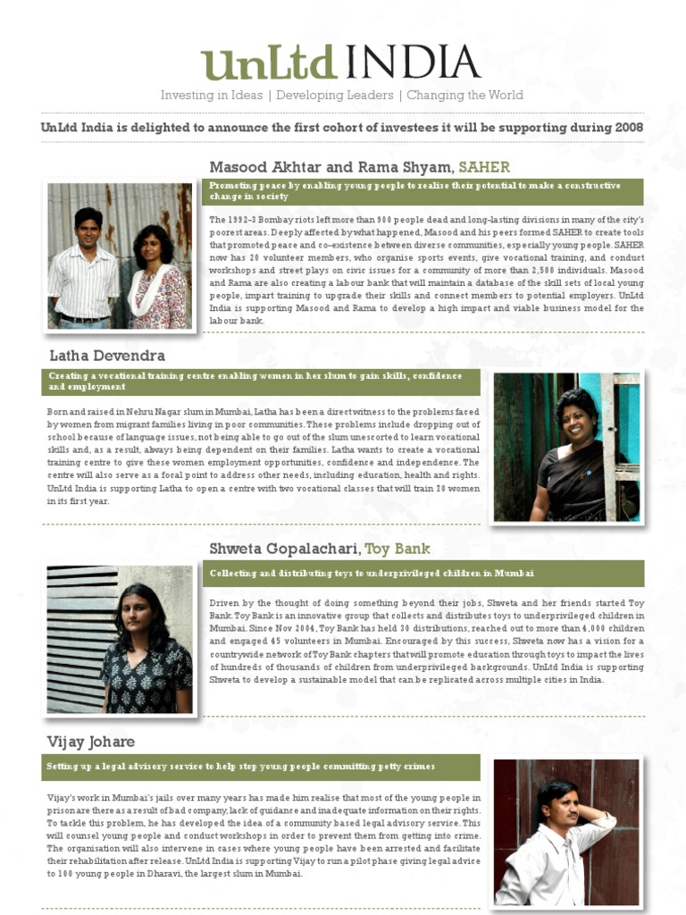 UnLtd India Investees 2008 | PDF | Information And Communications ...