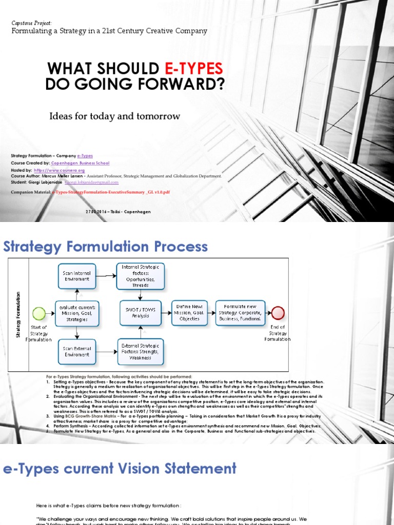 E Types Strategy Formulation - GL v1.0 | PDF | Strategic Management | Brand