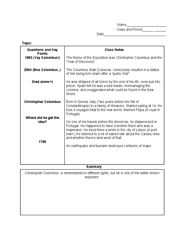 Christopher Columbus Notes | PDF