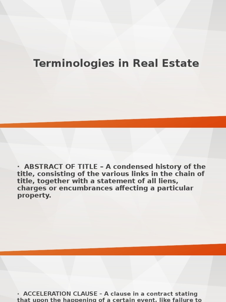 Key Real Estate Terminologies Explained | PDF | Mortgage Law | Foreclosure