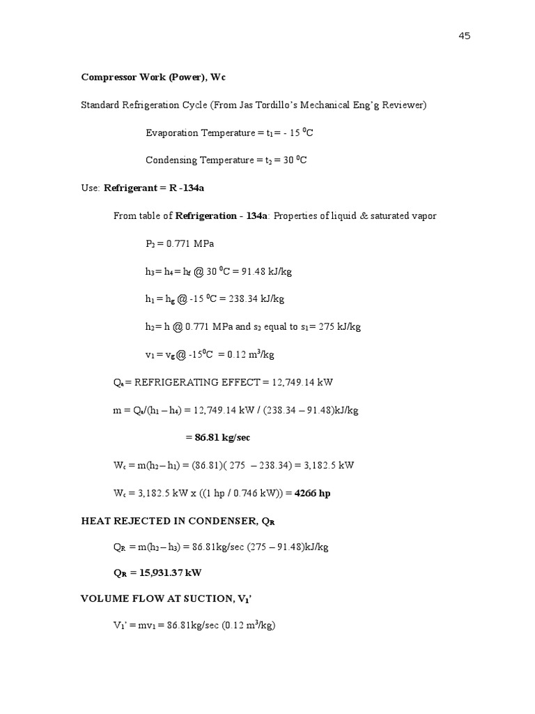 Compressor Work (Reference) | PDF