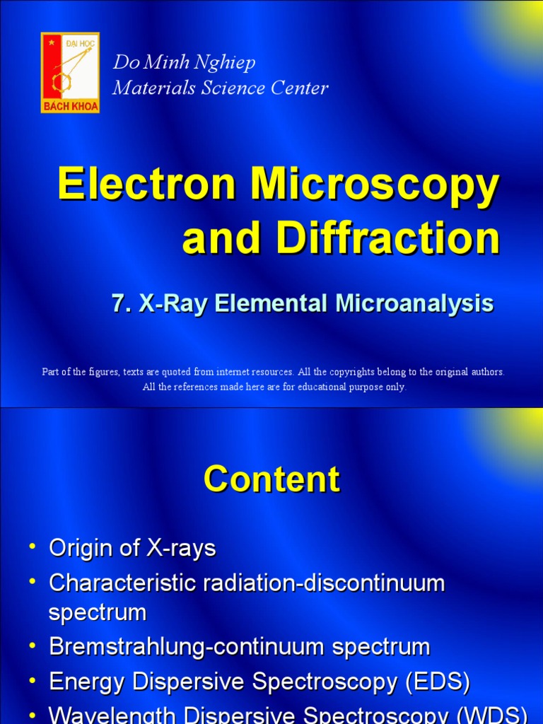 EDS-WDS - X-Ray Elemental Micro Analysis - Electron Microscopy and Diffraction | PDF | Energy ...