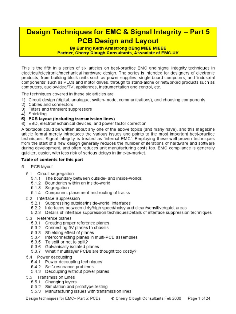 Design Techniques For EMC & Signal Integrity - Part 5 PCB Design and ...