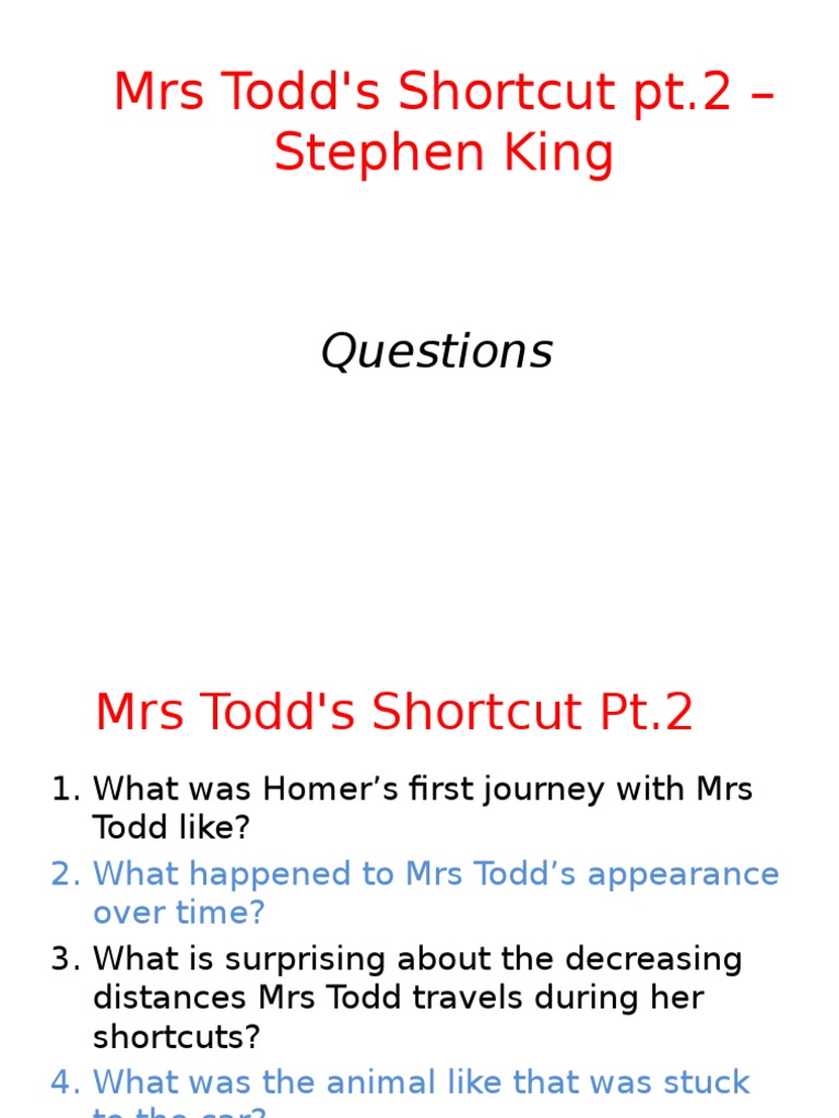 Mrs Todds Shortcut PT 2 | PDF