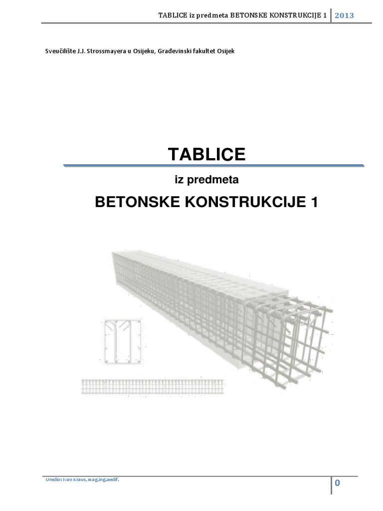 TABLICE Betonske Konstrukcije 1 PDF | PDF