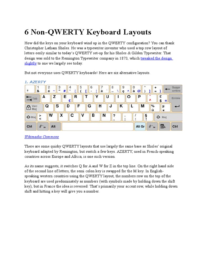 6 Non-QWERTY Keyboard Layouts | PDF | Computer Keyboard | Input/Output