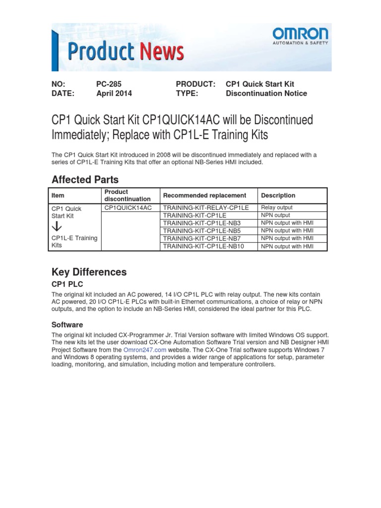 Omron CP1 Quick Start Kits | PDF | Technology & Engineering