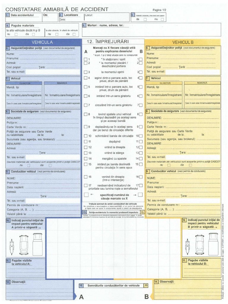 Formular Constat Amiabil Rca | PDF
