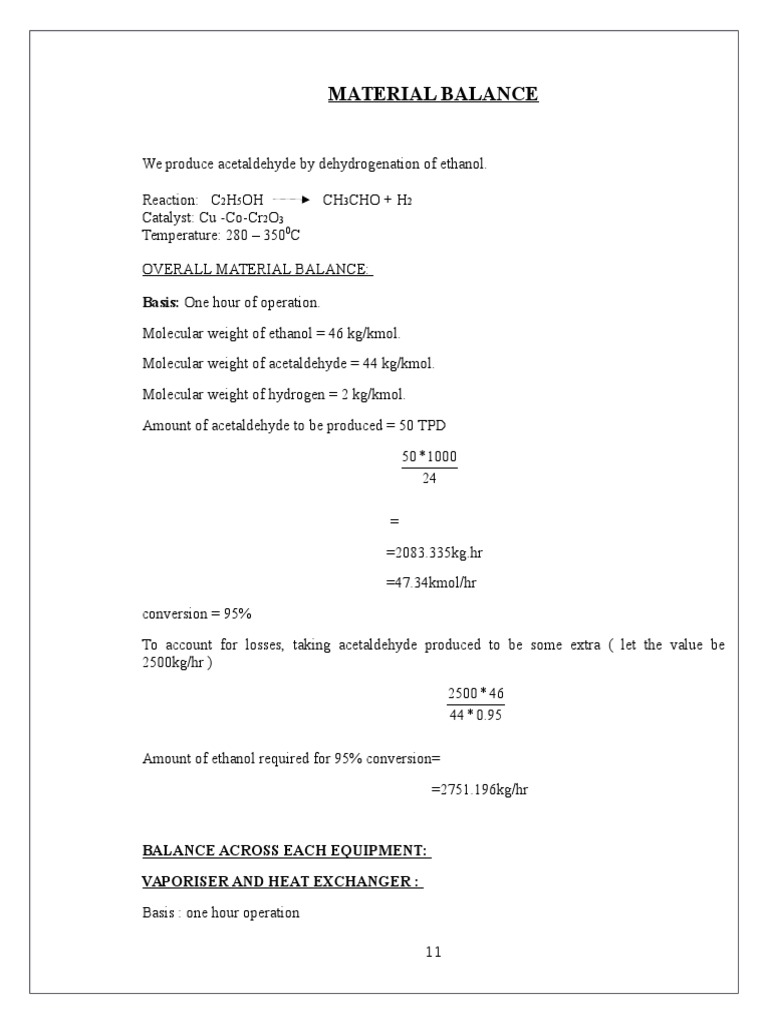 Material Balance Project | PDF