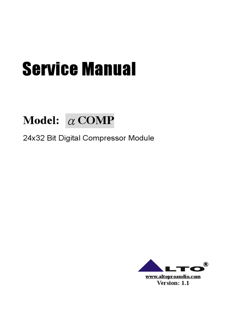 Alto AComp Compressor Service Manual | PDF | Analog To Digital ...