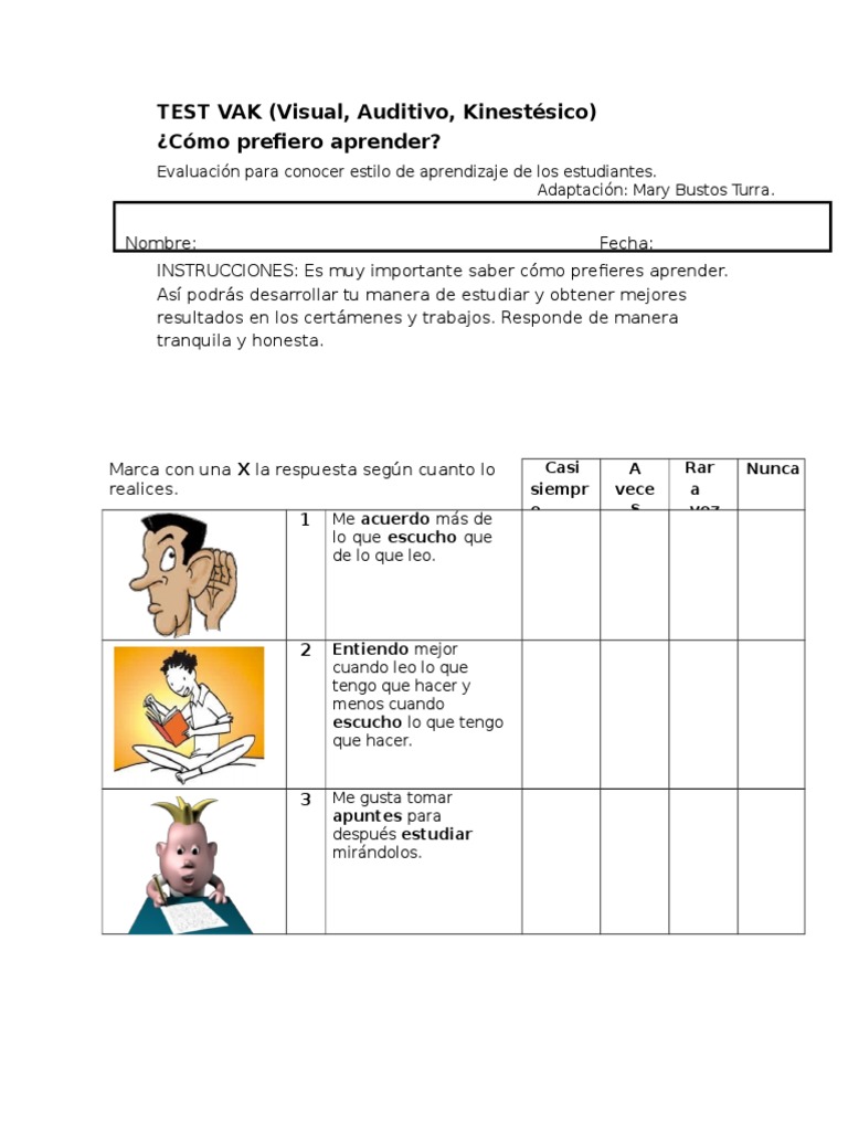 VAK Test Modificado | PDF