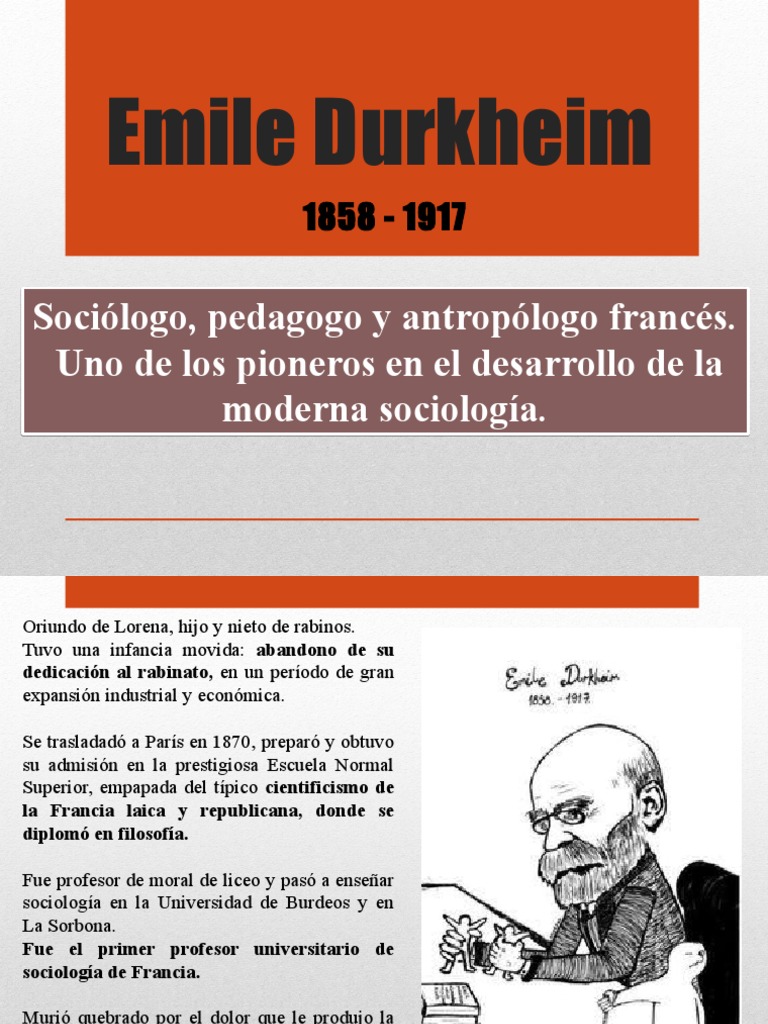 Emile Durkheim Presentación | Émile Durkheim | Sociología