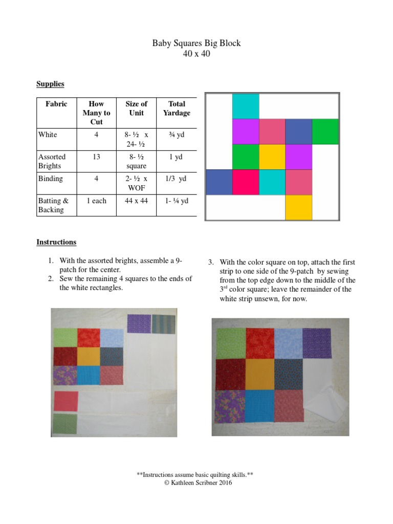 Baby Squares Quilt Block Tutorial | PDF
