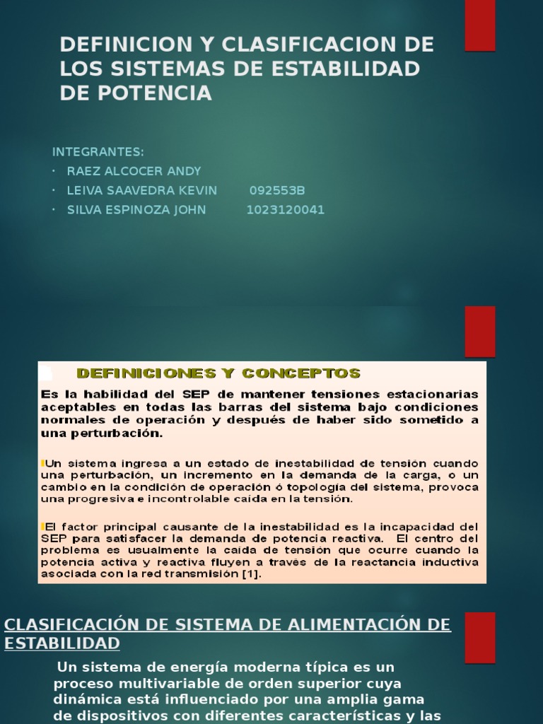 Definicion y Clasificacion de Los Sistemas de Estabilidad | PDF ...