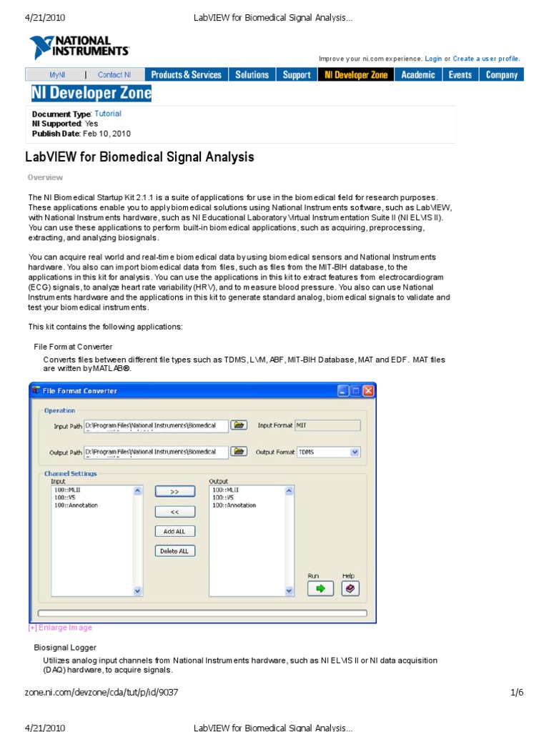 LabVIEW For Bio Medical Signal Analysis - Developer Zone - National Instruments | Download Free ...