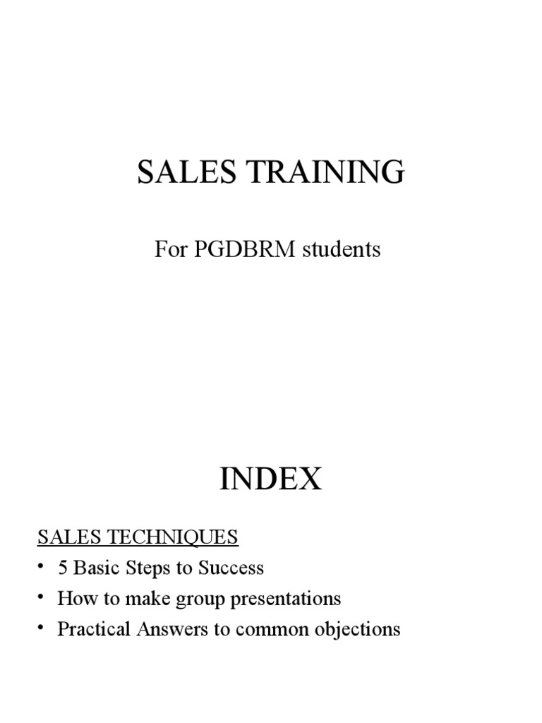 Basic Sales Training Techniques Guide | PDF | Sales | Interest