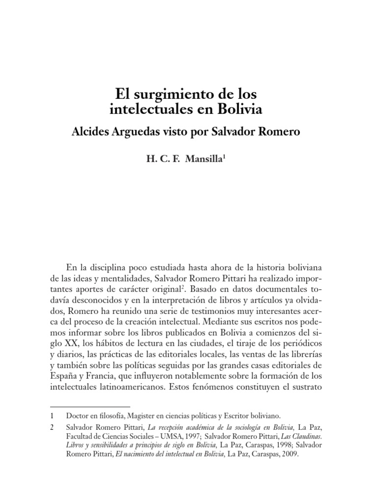 La Formacion Del Intelectual | PDF | Intelectual | Bolivia