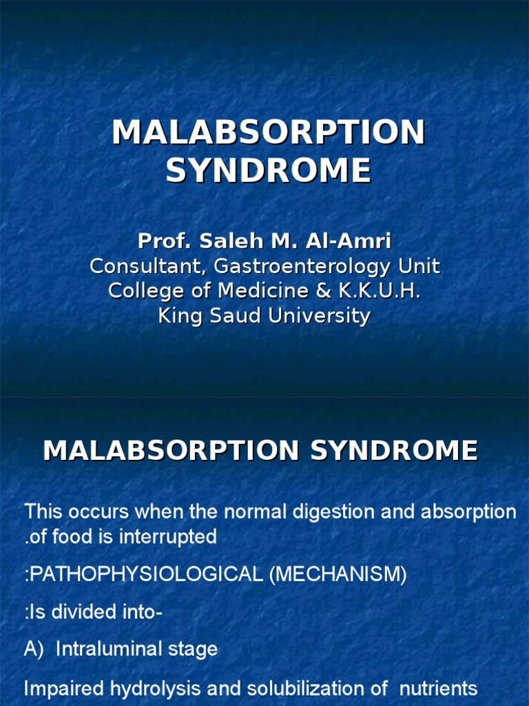 Malabsorption Syndrome Guide | PDF | Small Intestine | Coeliac Disease