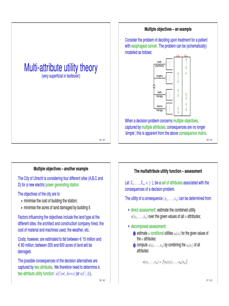 Multi-Attribute Utility Theory: Multiple Objectives - An Example | PDF