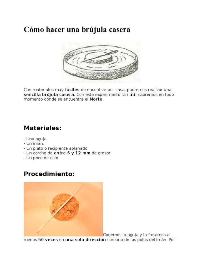 Cómo hacer una brújula casera fácil | PDF | Imán | Brújula