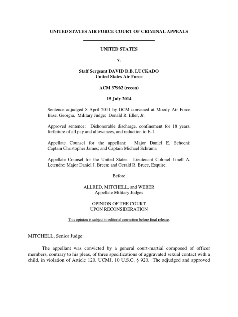 United States v. Luckado, A.F.C.C.A. (2014) | PDF | United States Court ...