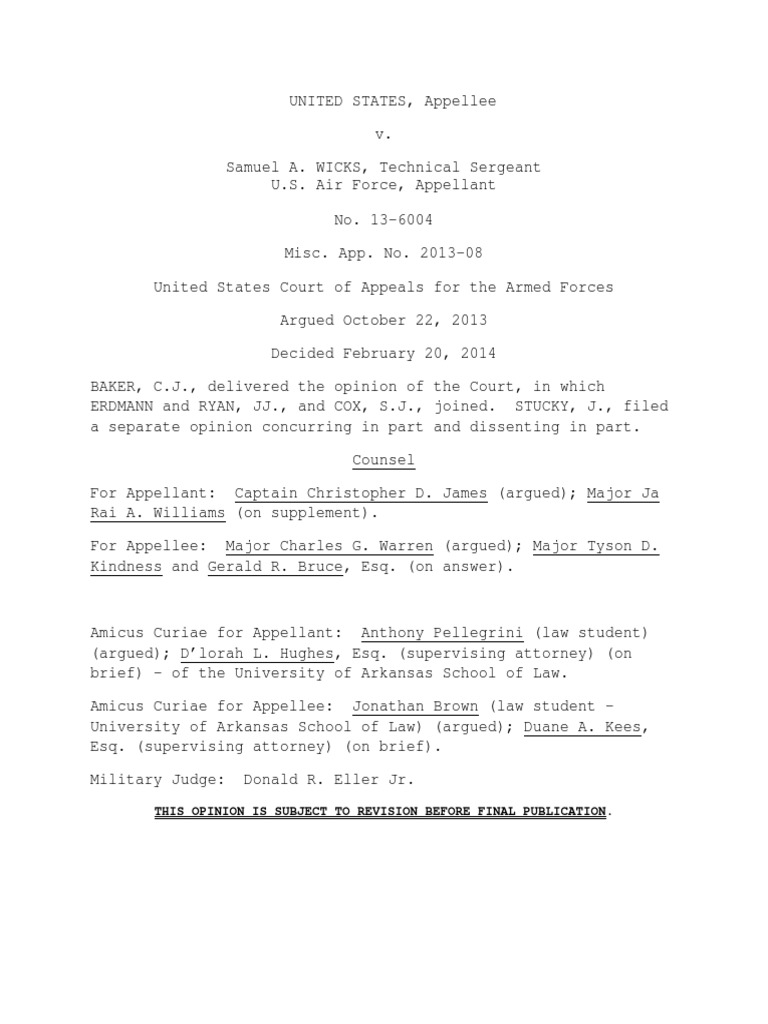 UCMJ Appeal: Wicks Privacy Case Analysis | PDF | Fourth Amendment To ...