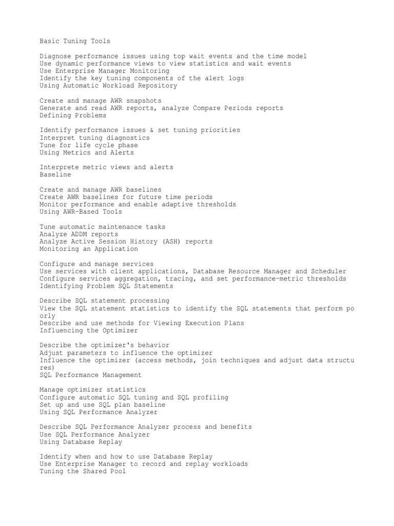 Oracle Database 11g Performance Tuning Pdf Oracle Database Databases
