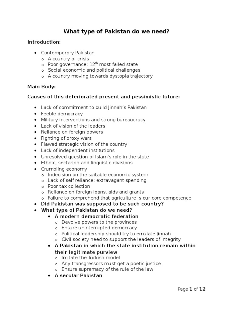 What Type of Pakistan Do We Need | PDF | Pakistan | Multiculturalism