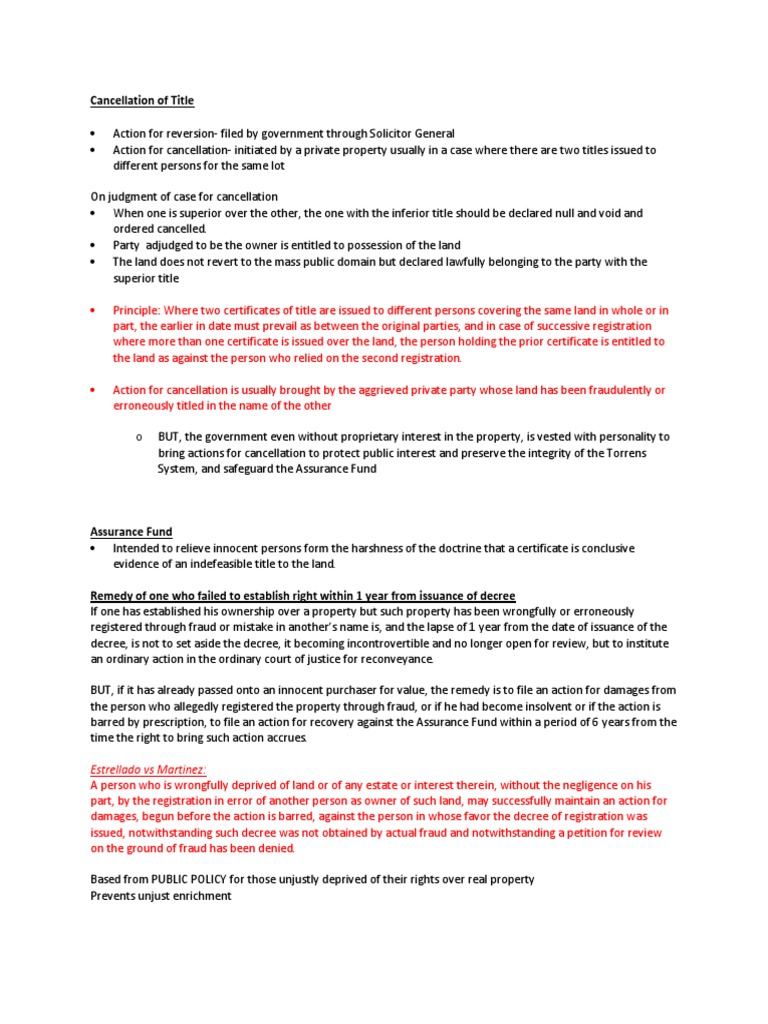 Cancellation of Title | PDF | Negligence | Nullification (U.S ...