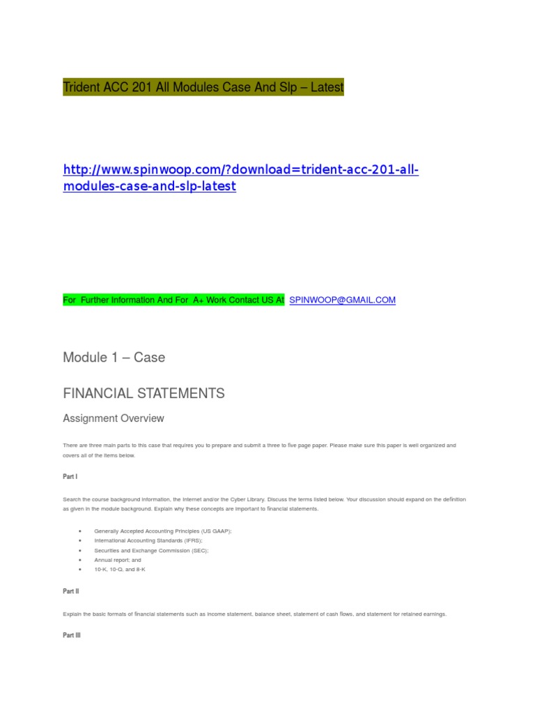 Trident ACC 201 All Modules Case and SLP - Latest | PDF | Debits And ...