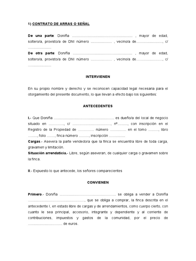 Contrato de Arras | PDF | Derecho privado | Ley común