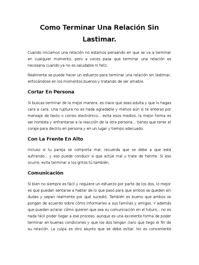 Como Terminar Una Relación Sin Lastimar | PDF
