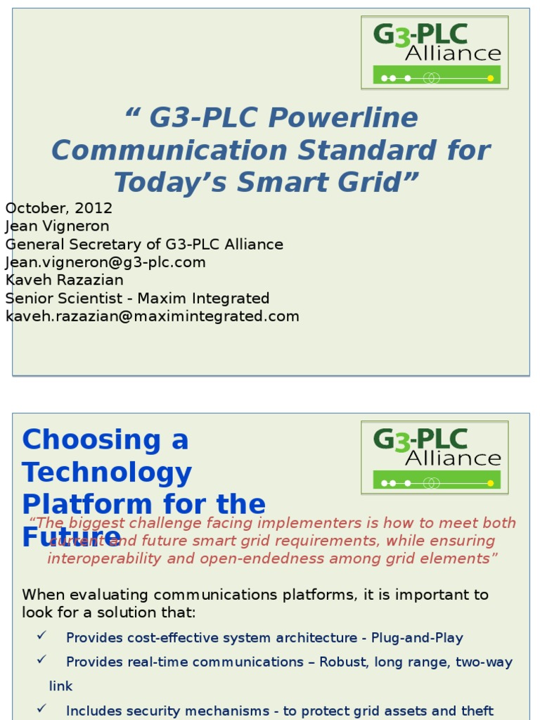 G3-PLC Alliance Technical Presentation | PDF