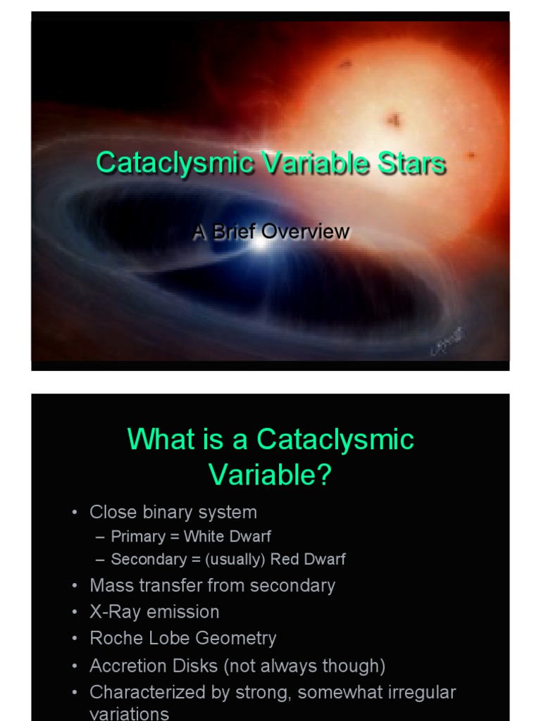 Cataclysmic Variable Stars: A Brief Overview | PDF | Stars ...