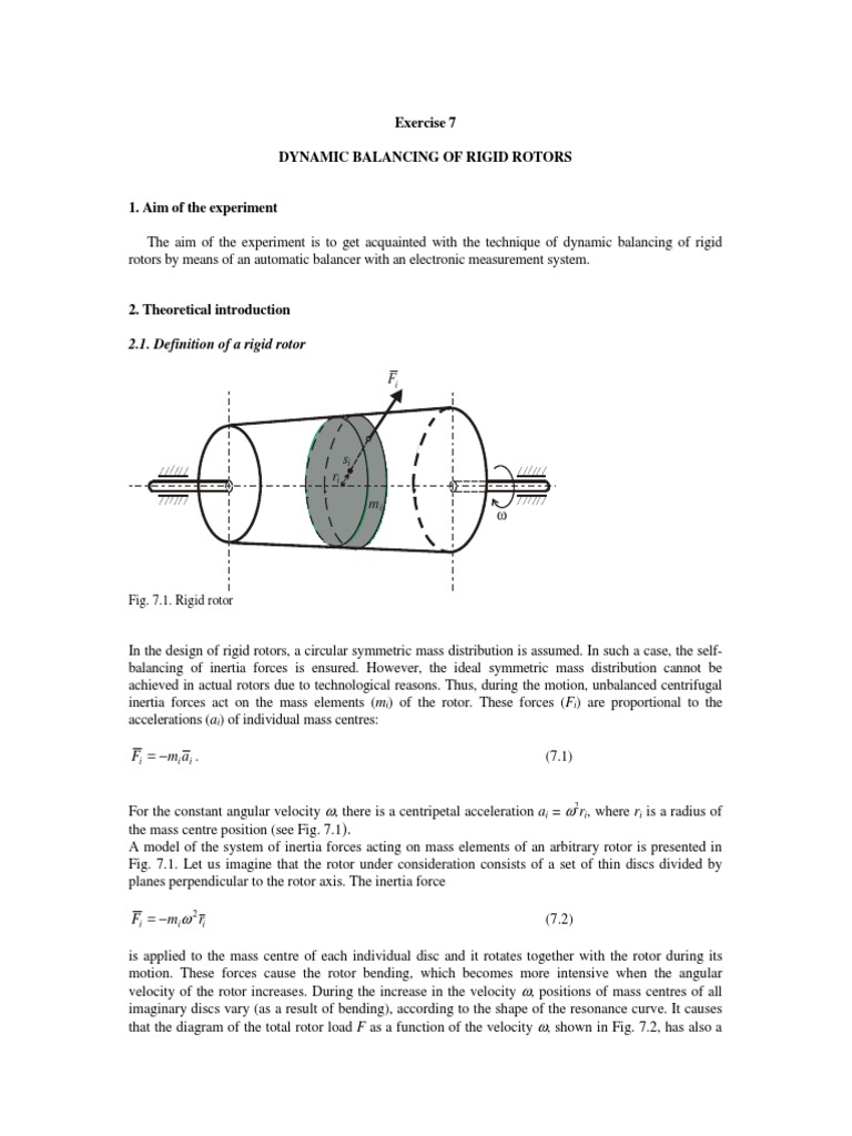 Exercise 7 Dynamic Balancing of Rigid Rotors | PDF | Rotation Around A ...