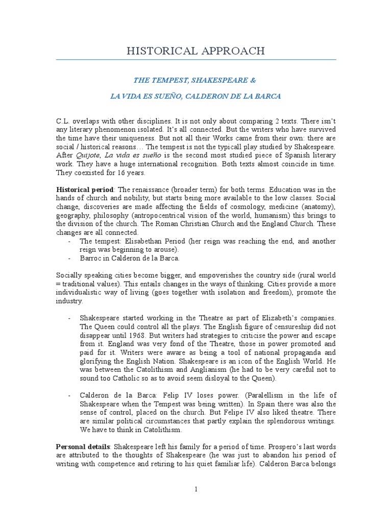 Historical Approach | The Tempest | Philosophical Science