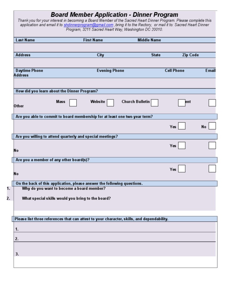 Board Member Application Form | PDF