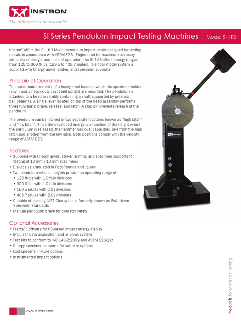 SI Series Pendulum Impact Testing Machines Model SI 1 | PDF | Hardware ...