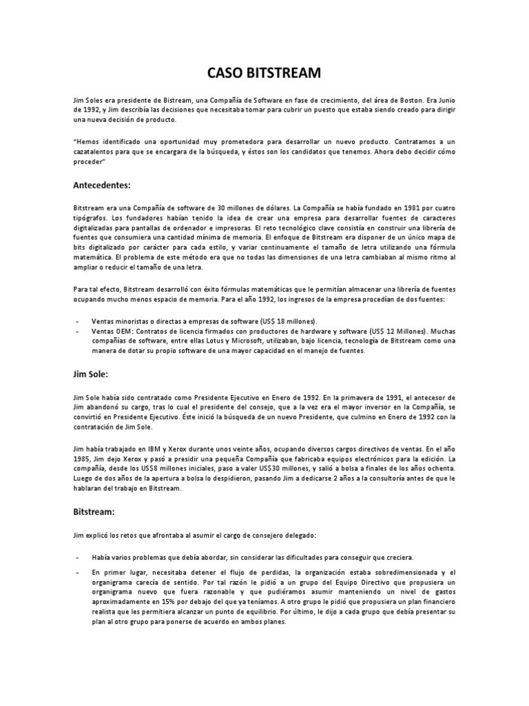 Caso Bitstream | Descargar gratis PDF | Marketing | Business