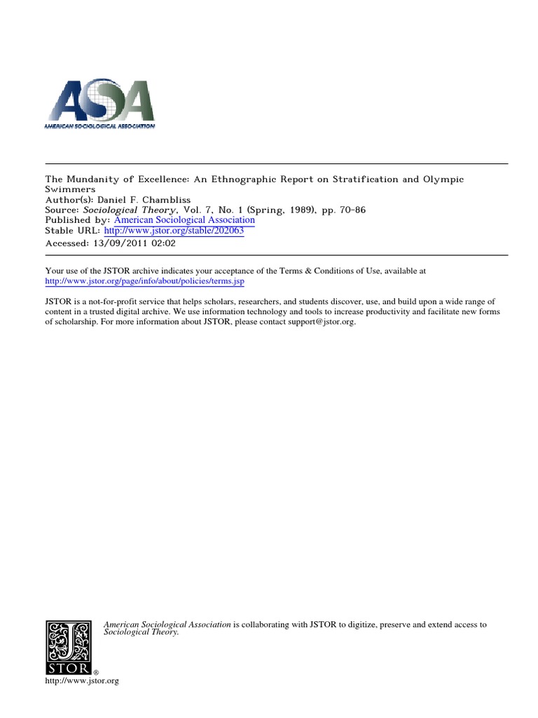 The Mundanity of Excellence | PDF | Swimming (Sport) | Diving