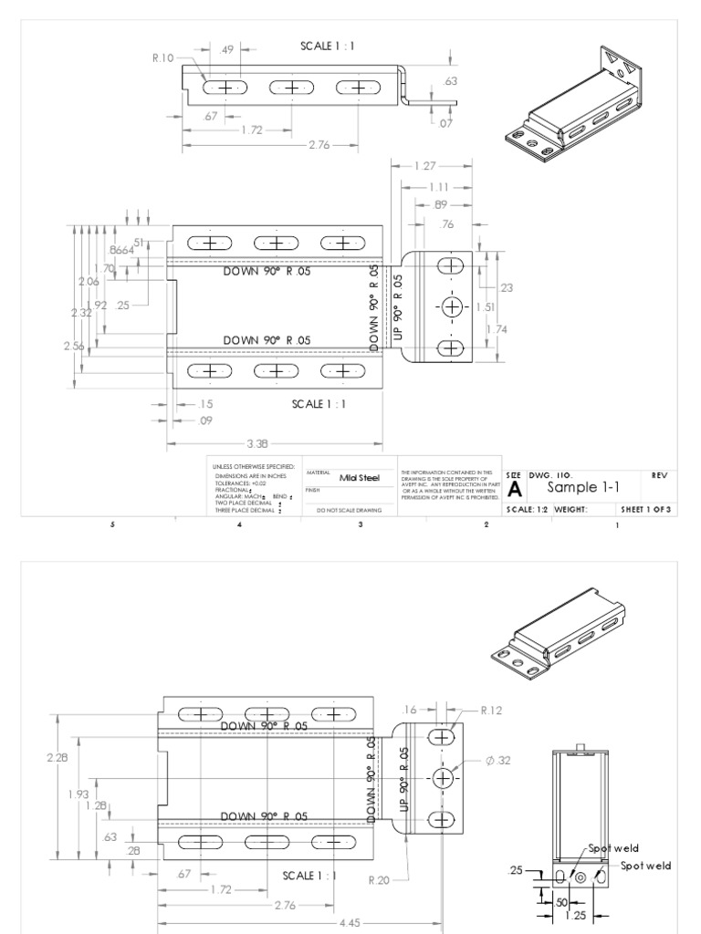 Detailed engineering drawing set for steel component | PDF