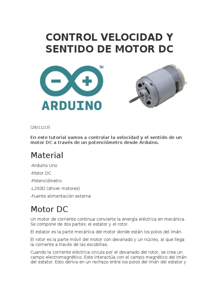 Control Velocidad y Sentido de Motor DC | PDF | Bienes manufacturados | Electricidad