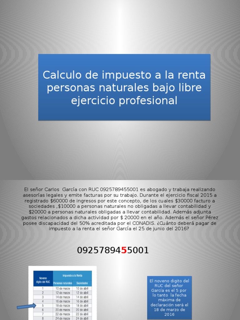 Cálculo de Impuesto a la Renta | Impuesto sobre la renta | Impuestos ...
