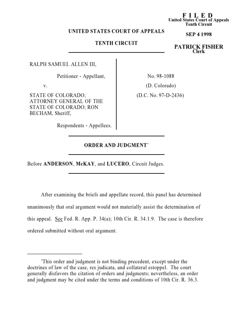 Appeal Denied in Allen v. Colorado Case | PDF | Social Science | Law