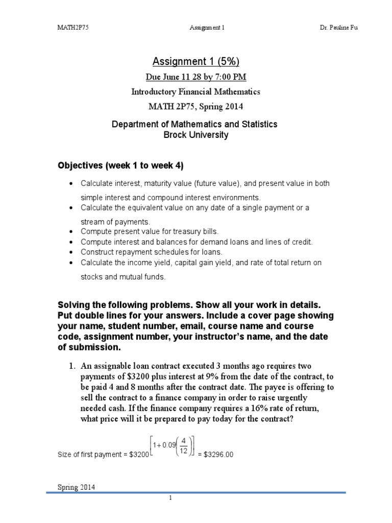Assignment1 Solution | PDF | Interest | Present Value