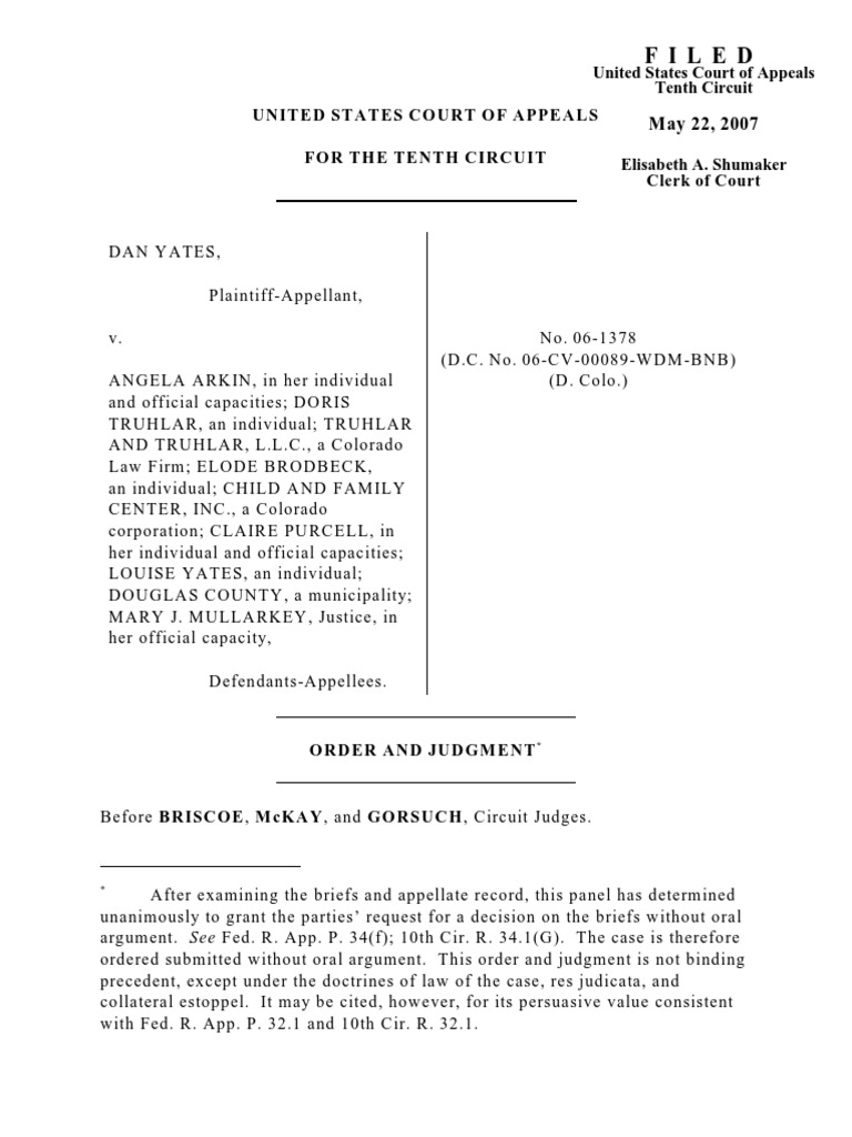 Yates v. Arkin, 10th Cir. (2007) | PDF | United States District Court ...