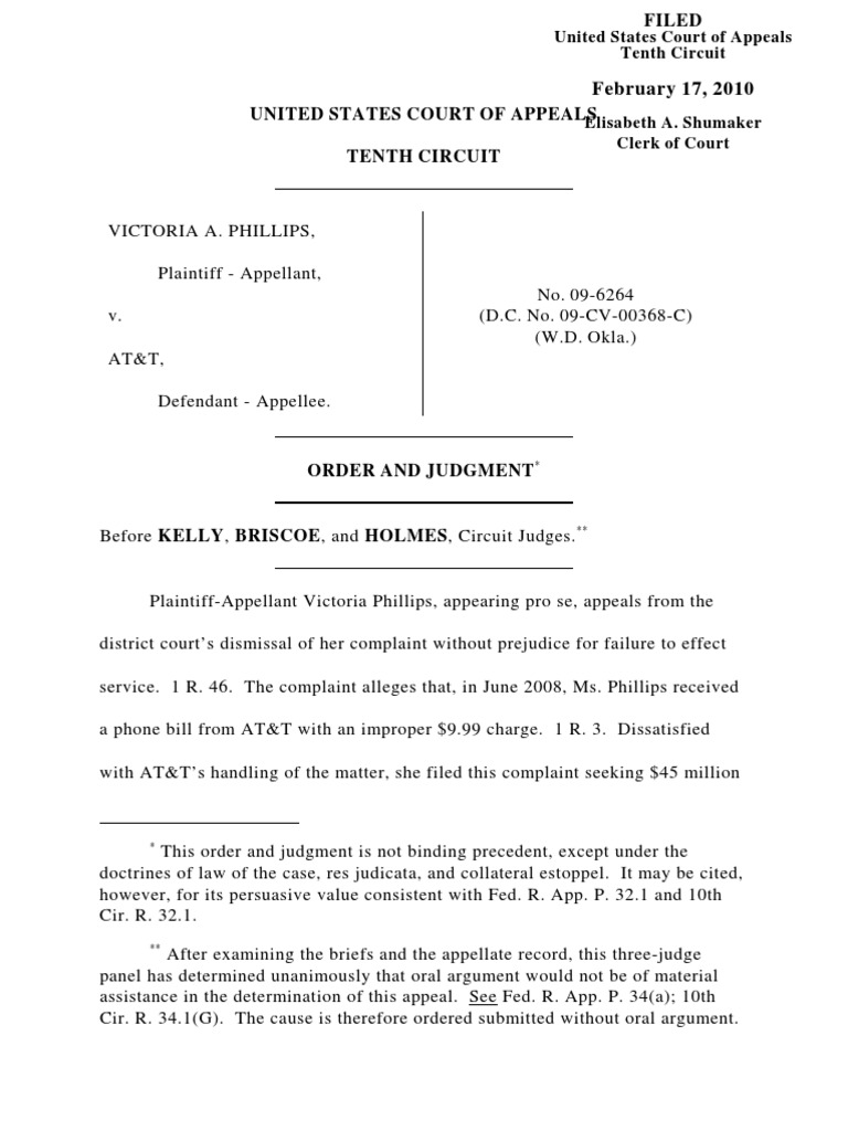 Phillips v. AT&T, 10th Cir. (2010) | PDF