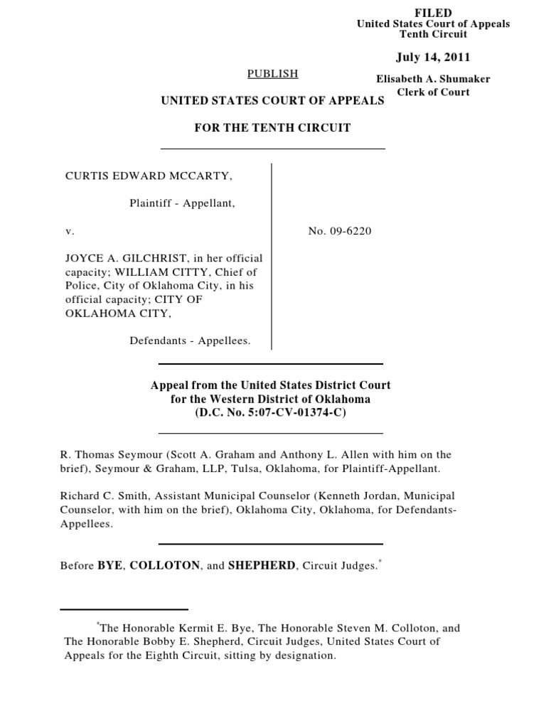 McCarty v. Gilchrist, 646 F.3d 1281, 10th Cir. (2011) | PDF | Summary ...